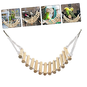 FRCOLOR 3pcs Wooden Climbing Ladder Turtle Platform Pet Ladder Bridge Wooden Reptile Ladder Bird Cage Ladder Hanging Bird Ladder Parakeet Wood Ladder Lizards Bridge Hamster Playing Large