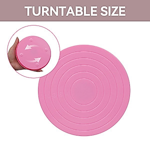 Tsnamay 2Pcs Cake Decorating Turntable,5.5inch Rotating Cake Turntable, Turns Smoothly Revolving Cake Stand Cake Decorating Baking Tools Accessories Supplies for Cookies Cupcake,Pink