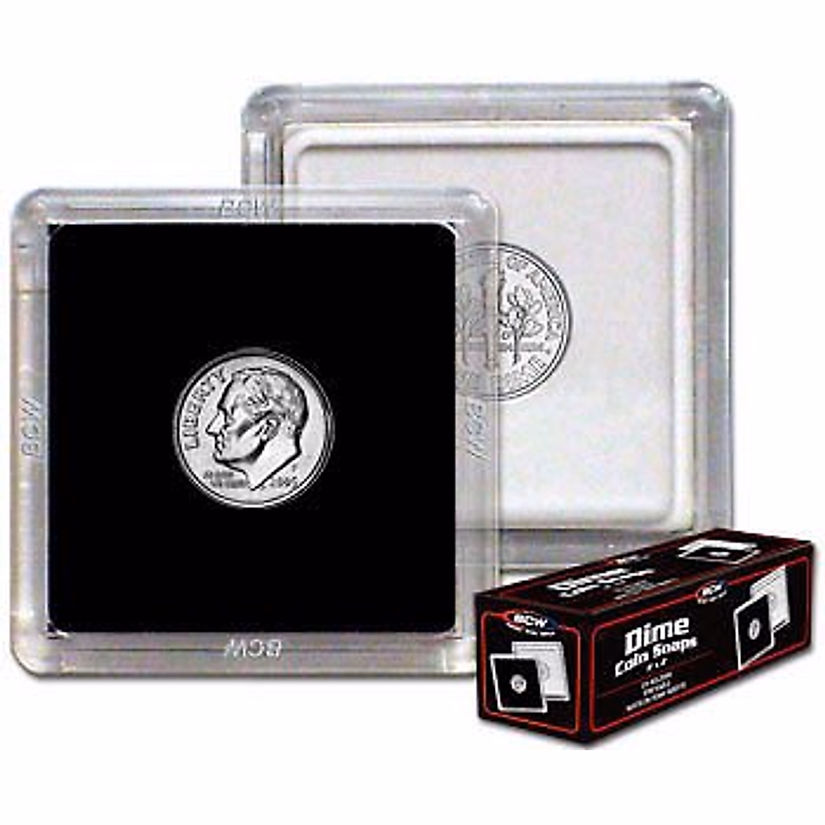 NEW BCW 2X2 COIN SNAP - DIME - BLACK - PACK OF 25