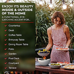 Vizayo Tabletop Fire Pit for Patio - 11 x 5.3 inch Indoor Outdoor Table Top Firepit Bowl - Use Gel Fuel Cans, Bioethanol or Isopropyl Alcohol - Tabletop Fireplace for Balcony, Patio Decor - White