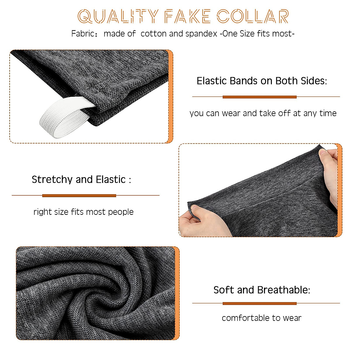 Fake Turtleneck Dickey Detachable Collars Set Half Top Mock Blouse Collar for Women Men (Navy, Khaki, White, Dark Gray, Black,5 Pieces)