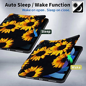 BPQOJB for Samsung Galaxy Tab A8 Case Galaxy Tab A8 10.5 Case 360 Degree Rotating PU Leather Smart Cover with Auto Wake/Sleep Tablet Case for Galaxy Tab A8 10.5 inch 2022 - Yellow Sunflowers
