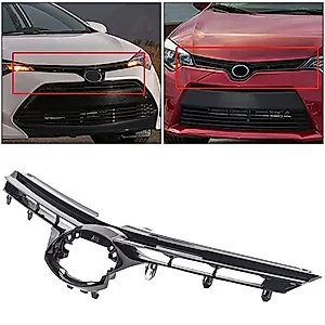 ECOTRIC Front Bumper Upper Hood Grille Compatible with 2017-2019 Toyota Corolla Base CE LE L XLE Sedan 4-door Black Replacement For 5311102B00