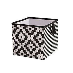 Bacati Love Diamonds/Stripes Kids Storage (Small Tote 10 x 10 x 10 inches, Black)