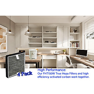 FHT150W Replacement Filter For Febreze OdorGrab Air Cleaner Purifier, 4 Pack H13 True Hepa with High-efficiency Activated Carbon