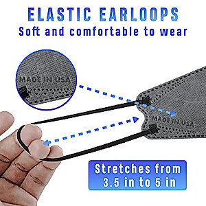 Lutema 5-Layer Disposable Face Mask 5-Ply Protection Breathable Comfortable Made in USA - 3D Fish Design (20 pcs) (Adults, Graphite Gray)