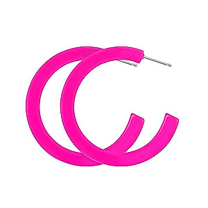 DIYANMMY Unique Fashion Color 80s Retro Dangle Earrings Neon Earrings for Women 80s Party Costume Accessory Party (Oval and rectangle Earrings) (C Pink earrings)