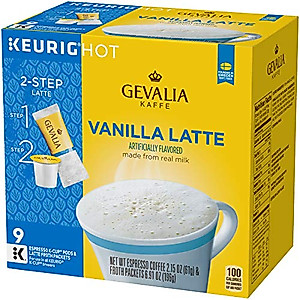 Gevalia Vanilla Latte Keurig K Cup Coffee Pods & Froth Packets (9 Count)
