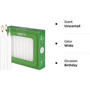 4 Inch White Taper Candle for Home Decor，20 Pack Unscented, Smokeless & Dripless Candle Stick, 1.5 Hour Burning Time for Party, Wedding, Dinner and More