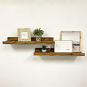 del Hutson Designs 20" Rustic Luxe Wall Mount Shelves, Dark Walnut (Open Box)