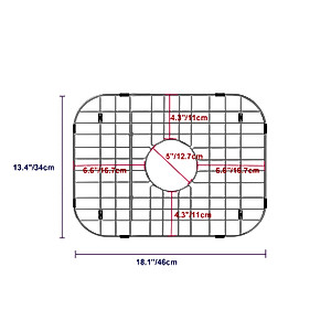 Alonsoo Sink Grid and Sink Rack Protectors, Stainless Steel 18-1/8" L x 13-3/8" Sink Grids for Bottom of Kitchen Sink Drain with Corner Radius, Stainless Steel