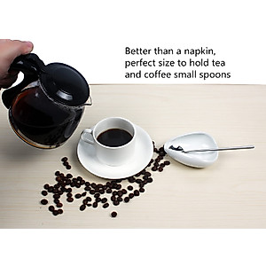 Coffee Spoon Rest and Spoon, Ceramic Coffee Spoon Holder, Small Spoon Rest for Coffee Stirrers, Teaspoon, Bar Spoon, Coffee Bar Accessories, Coffee Station Décor (Modern+Neutral Packing)