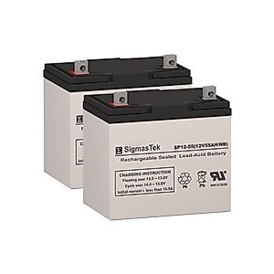 Golden Technology Avenger 4 Wheel Scooter Battery Replacement Set by SigmasTek - 2X 12V 55AH Batteries