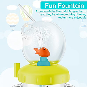 Txkrhwa Baby Drinking Cup with Straw Cute Whale Squirt Water Cup 220ML Portable Diving Water Cup Creative Colorful Toddler Cups Baby Drinking Cup for Kids Boys Girls(Light green)