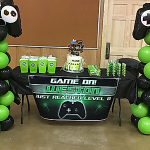 1 PCS Video Game Happy Birthday Cake Topper Glitter Video Game Cake Pick Game On Controllers GamePad Cake Decoration for Game Theme Baby Shower Kids Boys Girls Birthday Party Supplies Black