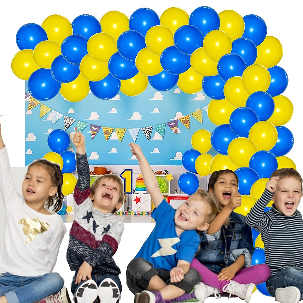 Blue and Yellow Balloon Garland Arch Kit, 122PCS Royal Blue Yellow Balloon Arch for Birthday Wedding Baby Bridal Shower Graduation Anniversary Bachelorette Decoration