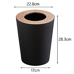 Yajuyi Trash Can Enclosure Indoor Bathroom Wastebasket Large Dustbin Round Opening Top Trash Cans Toilet Waste Bins for Home Toilet Dorms Bedroom, 9L Black
