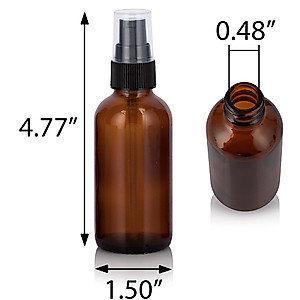 JUVITUS 2 oz / 60 ml Amber Glass Boston Round Bottle with Black Treatment Pump (24 Pack) + Funnel