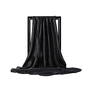 YILANFULL Silk Head Scarf for Women Silk Scarf 35'' Black Head Wrap Scarf Gifts for Mom Lightweight Head Scarves Square Bandanas