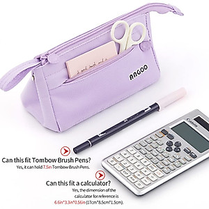 ANGOOBABY Large Capacity Pencil Case Durable Pen Pouch Portable Pencil Bag with Handle for School Teen Girl Boy Men Women Adults Purple