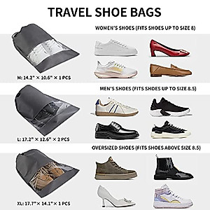 VOSIGREEN Hanging Garment Bags 7 Piece Set - 60 Inch Translucent Dust Proof Clothes Bag White Breathable Full Zipper Dust Cover for Suit Dance Costumes Gown Dress | 4 Portable Travel Shoe Bags