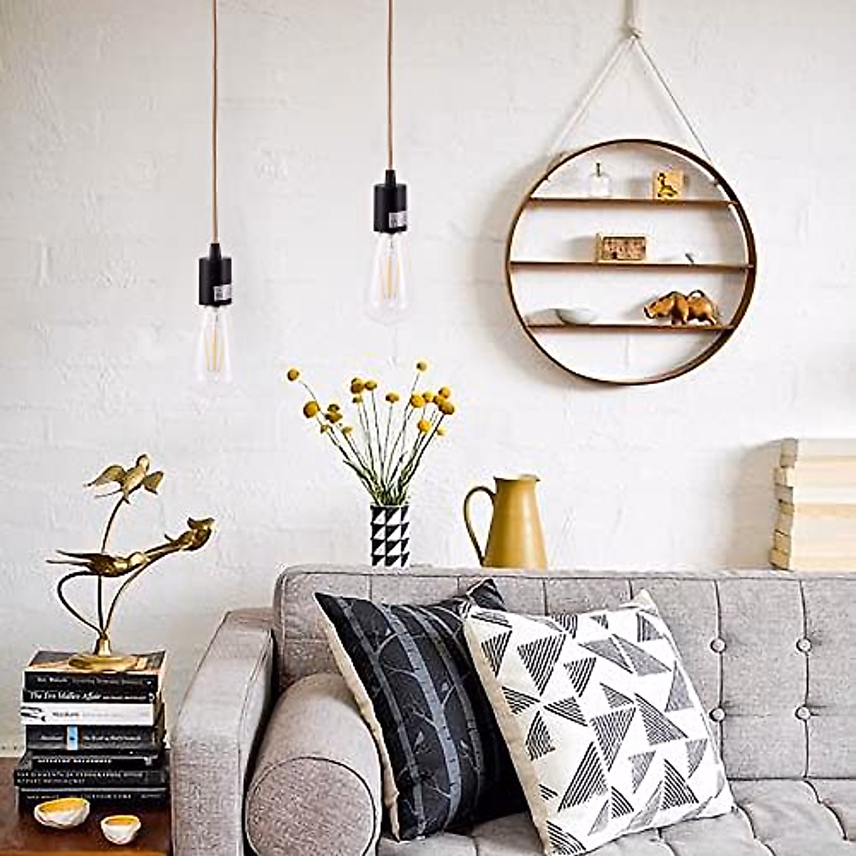 GRUENLICH Plug in Pendant Lighting, Hanging Light Kit with ON/Off Switch, 15 Feet Cord, Bulbs Not Included, Bronze, 3-Pack