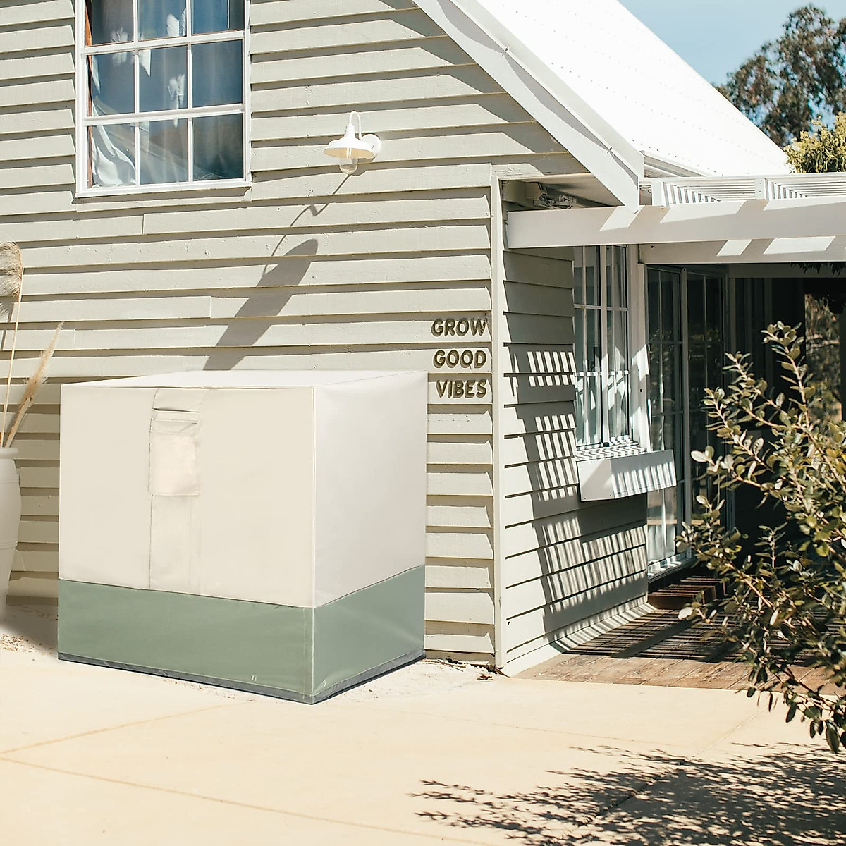 LooDro Air Conditioner Cover for Outside Units, 24 inch Outdoor AC Cover for Outside Unit Windproof, 600D Heavy Duty Oxford Fabric Fits up to 24" x 24" x 30"