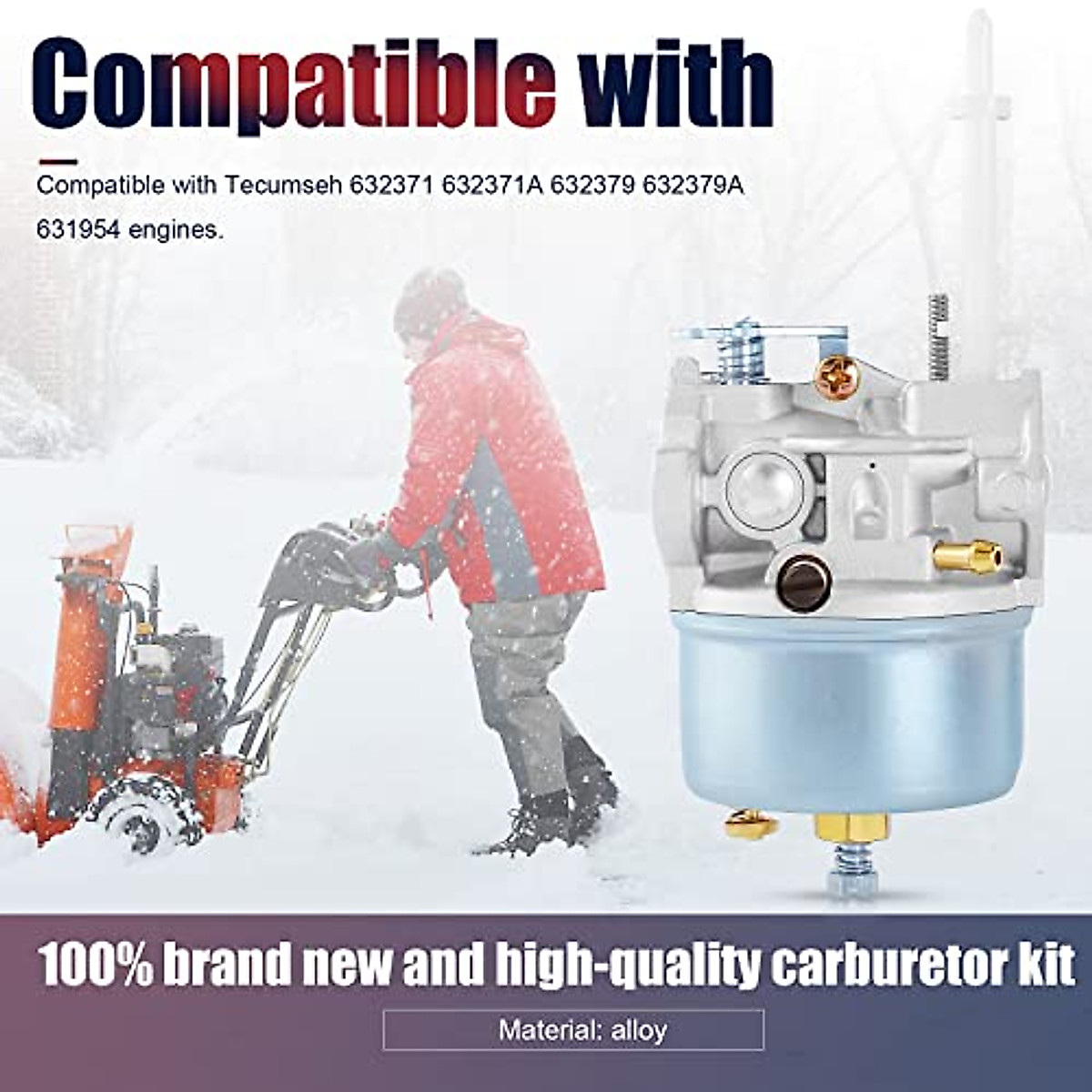 QAZAKY 631954 Carburetor Compatible with Tecumseh 632371 632371A 632379 632379A H70 HSK70 7HP Snowblower Snowthrower Toro 38040 38050 38062 38063 38065 38072 38073 38510 38513 Ariens 622 624 724 ST724