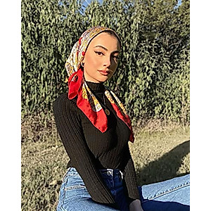 10 Pieces Satin Head Scarf Large Square Scarf Silk Feeling Fashion Hair Wrapping Scarves for Women Girls