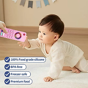 YAPROMO Baby Teething Toys,Reomte Teether Toys, Silicone Chew Toy for Babies 18+ Months, Remote Control Shape Teething Toys, Early Educational Toy BPA Free & Refrigerator Safe (Black-New)