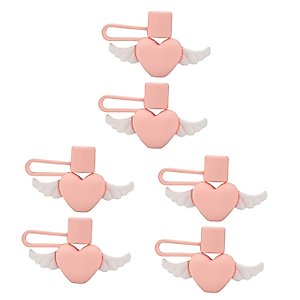 Gadpiparty 6 pcs Tips Silicone Cup Reusable Tip Design Favor Shaped Heart Festival Shape of with Seal Party All Wing Airtight for Plugs Straw Drinking Anti- Plug Outdoor