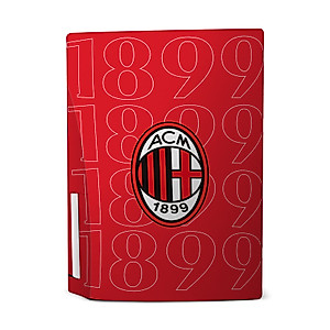 Head Case Designs Officially Licensed AC Milan 1899 Black Logo Art Vinyl Faceplate Sticker Gaming Skin Decal Cover Compatible With Sony PlayStation 5 PS5 Disc Edition Console