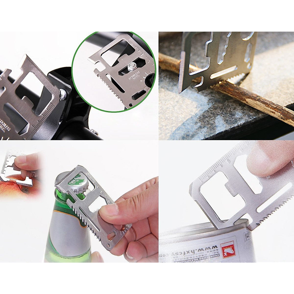 Stainless Steel 11 in 1 Beer Opener Survival Card Tool Fits Perfect in Your Wallet (10 pack)