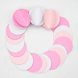 Hot Pink White Party Decorations – 4pc 3D Paper Garland Banner Streamers Birthday Decorations for Women Girl Baby Bridal Shower Decoration,Engagement,Bachelorette,Wedding Hanging Decor