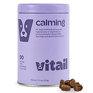 Vitail Calming Dog Chews for Anxiety & Stress Relief - Natural Ingredients with Magnesium - Helps Emotional Balance & Reduces Destructive Behavior - 90 Soft Chews