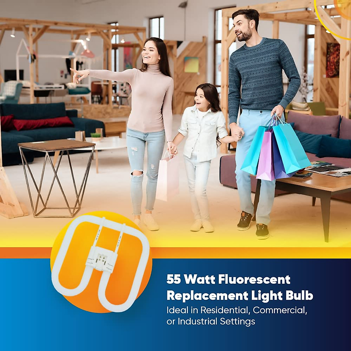 Technical Precision 2D 55W Fluorescent Bulb Replacement for Ge Feh552d/dv/120 GRY10Q-3 Base - 3500K Warm White - 10000 Lamp Hours - 1 Pack