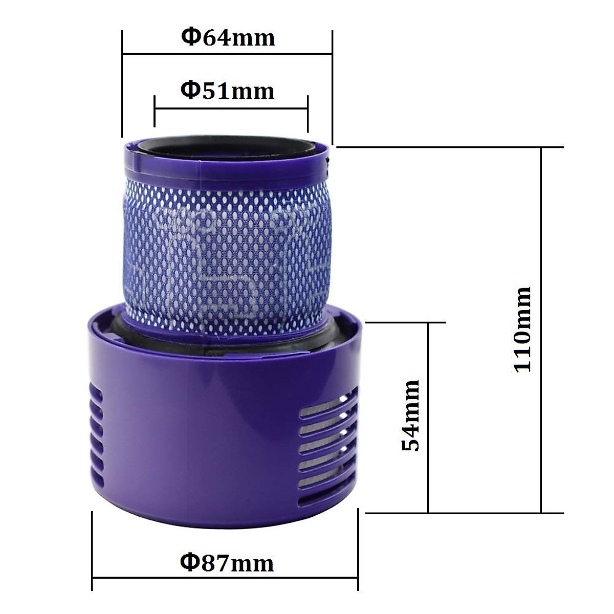 4-PACK Replacement HEPA Filters Compatible with Dyson V10 Vacuum,Compare to Part # 969082-01 or # DY-969082-01 - Fre.Filtor