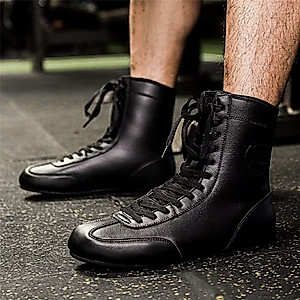 Mikrydco Men's Wrestling Shoes Professional Boxing Sneakers Lightweight Youth High Top Training Weightlifting Competition Footwear