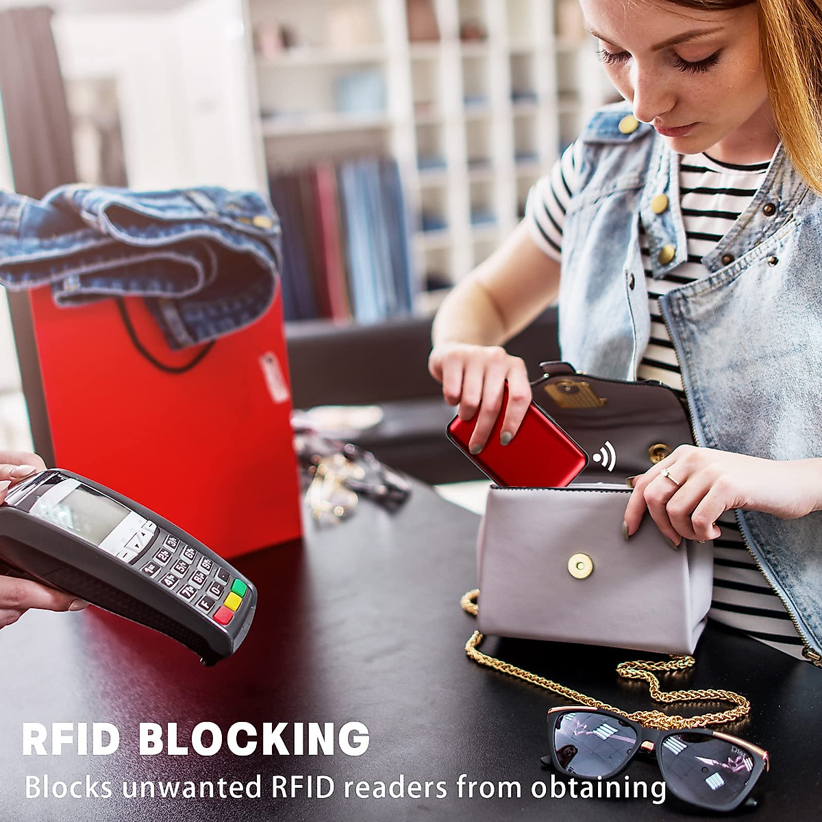 12 Pcs RFID Blocking Credit Cards Holder Mini Slim Aluminum Wallet Metal Business Card Case Credit Card Protector ID Hard Case for Women Men, Multicolor