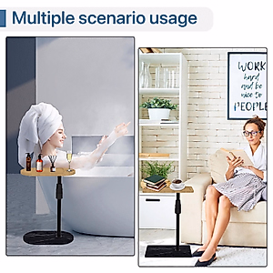 Bathtub Tray Table with Mable Base, Freestanding Bath Tray Tub Caddy for Tub Against Wall, Bathtub Shelf Hot Tub Table for Luxury Bath Home Spa Bath Accessories