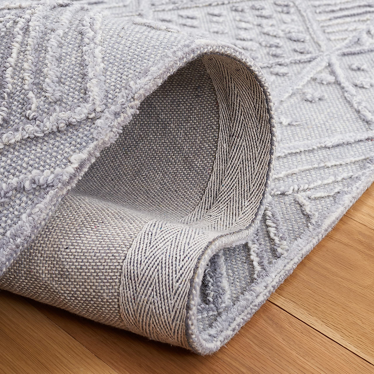 SAFAVIEH Textural Collection Area Rug - 8' x 10', Grey, Handmade Wool, Ideal for High Traffic Areas in Living Room, Bedroom (TXT202F)