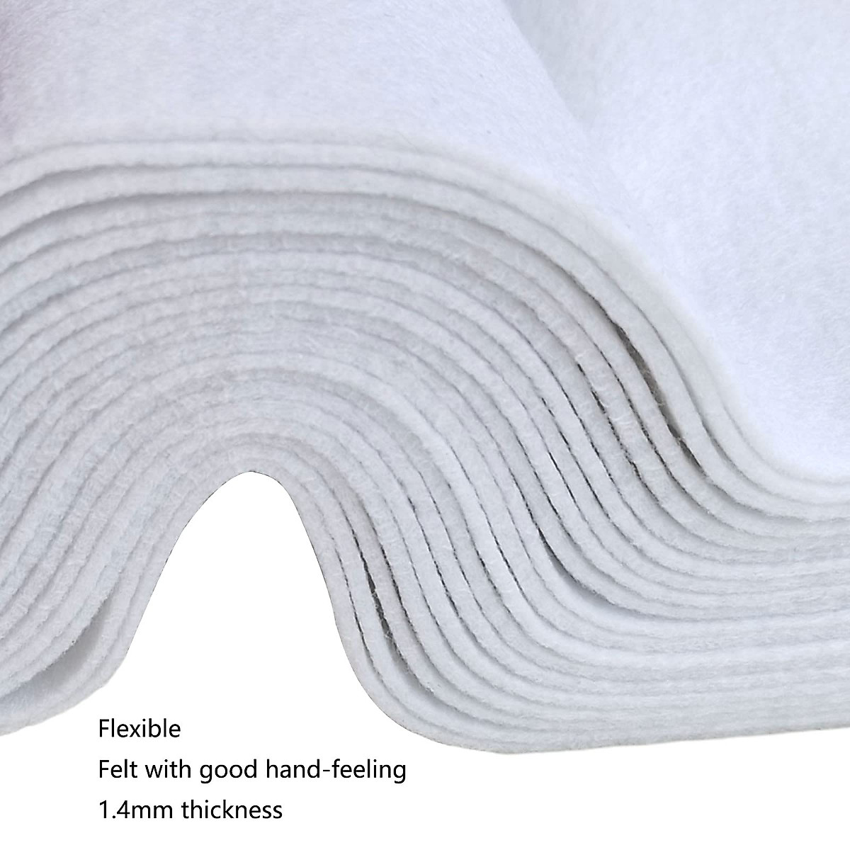 Jtnohx Soft White Felt, Flexible Felt Fabric for Toy Handwork, 12"x12" 20Pcs Felt Sheets 1.4mm Thick for DIY Craft and Sewing Projects