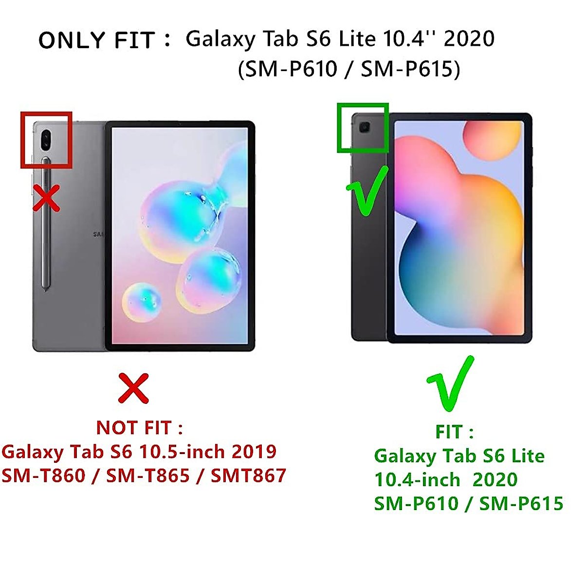 HENGHUI Touch Keyboard Case for Galaxy Tab S6 Lite 10.4 inch 2024/2022/2020 Keyboard Case with Touchpad Detachable Keyboard Cute Round Key Color Keyboard Cover (DarkGreen)