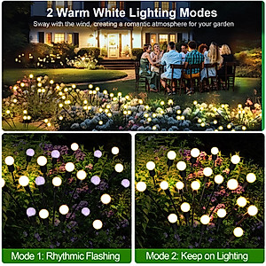 Salangae Solar Garden Lights, Solar Firefly Lights 4 Pack 40 LEDs, Sway by Wind, Solar Swaying Lights with IP65 Waterproof, Yard Patio Pathway Decoration, High Flexibility Iron Wire, Warm White