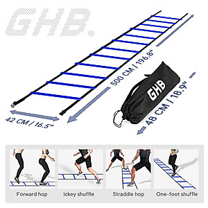 GHB Pro Agility Ladder Agility Training Ladder Speed 12 Rung 20ft with Carrying Bag