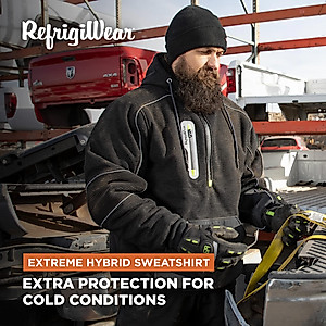 RefrigiWear Extreme Hybrid Insulated Pullover Sweatshirt, Performance-Flex Hoodie, (Black), (X-Large)