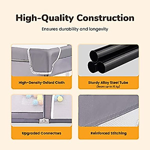 Baby Playpen for Babies and Toddlers, 50 x 50 inch Baby Play Yards, Kids Play Pen for Indoor & Outdoor, Large Baby Playpen, Portable Toddler Play Yard with Carrying Bag, Anti-Slip Base, Li'l Pengyu