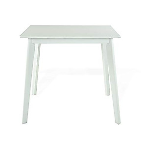 Wickerix Dining Room Set of 2 Yumiko Chairs and Square Dining Table Kitchen Modern Solid Wood w/Padded Seat, White Color with Light Gray Cushion