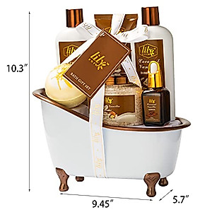 Spa Gift Baskets for Women, Coconut Vanilla Bath and Body Gift Set for Women with Essential Oil with Shower Gel, Bubble Bath, Body Lotion, Bath Bomb, Jojoba Oil, Birthday & Christmas Bubble Gifts for Women Mom Girlfriend.