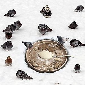 Bird Bath De-icer Heater with Aluminum Base, Outdoors Pond De-icer 60 Watts for Winter Deicer, Birdbath Deicer Water Heater Thermostatically Controlled for Patio Yard and Lawn (Solid Color Style)